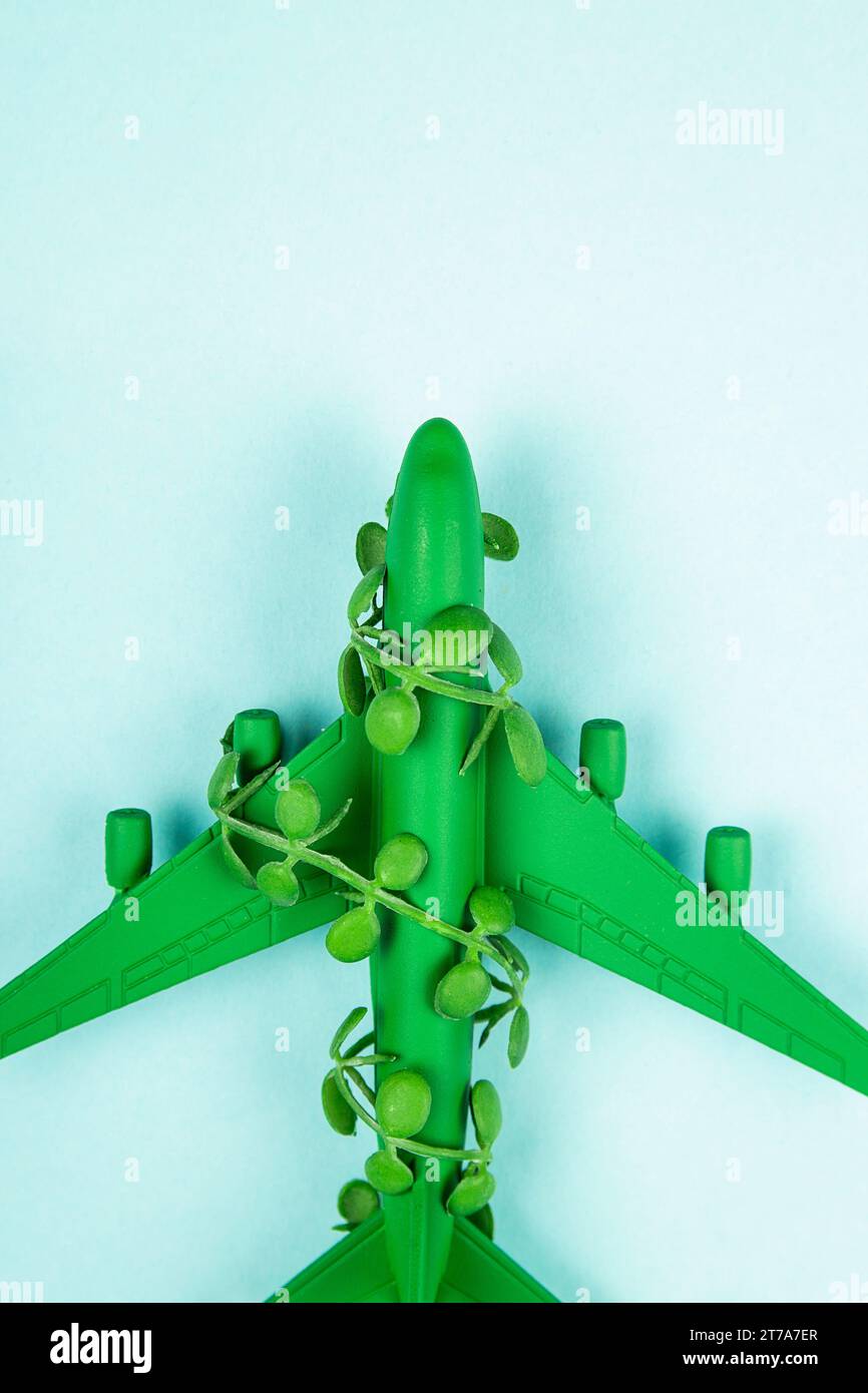 Sustainable aviation concept - green plane Stock Photo - Alamy