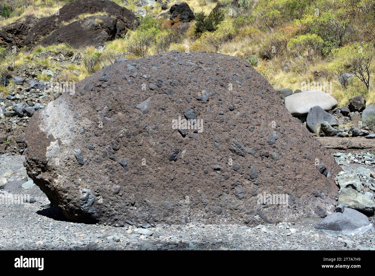 Volcanic breccia with angular fragments and matrix. This photo was ...