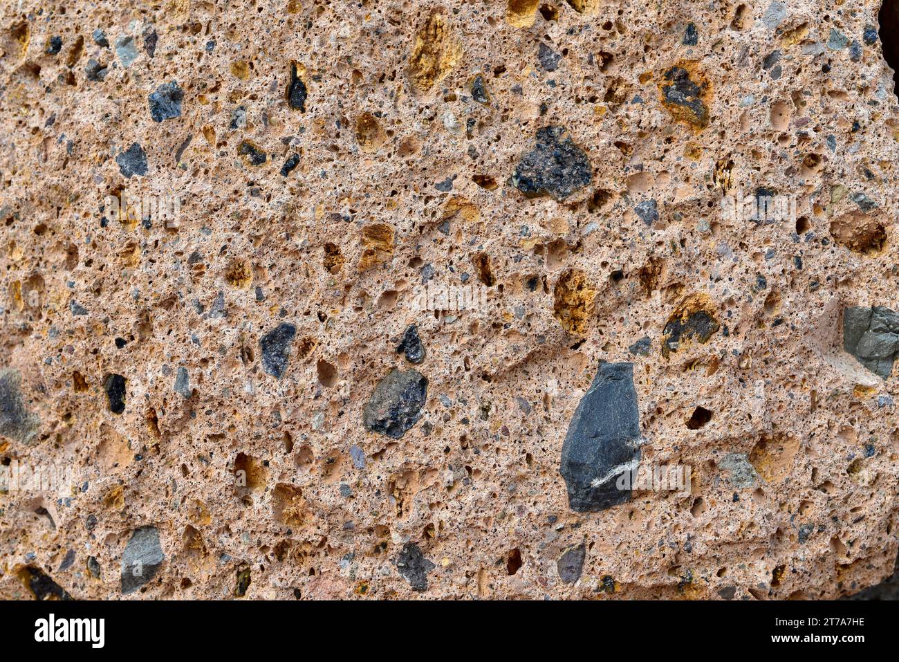Volcanic breccia with angular fragments and matrix. This photo was ...