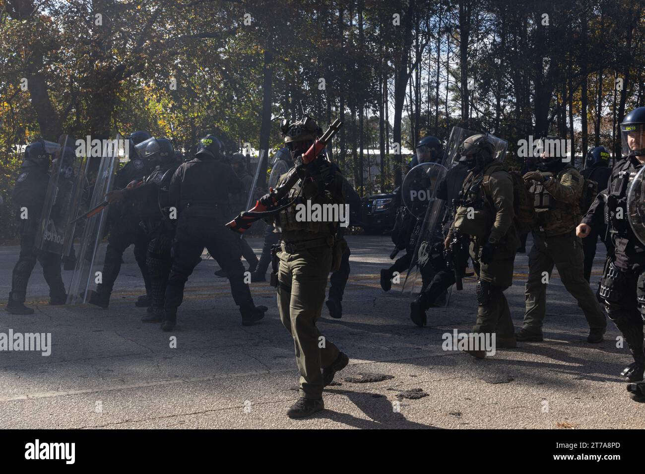 Atlanta, USA. 13th Nov, 2023. Georgia law enforcement, with shields and ...