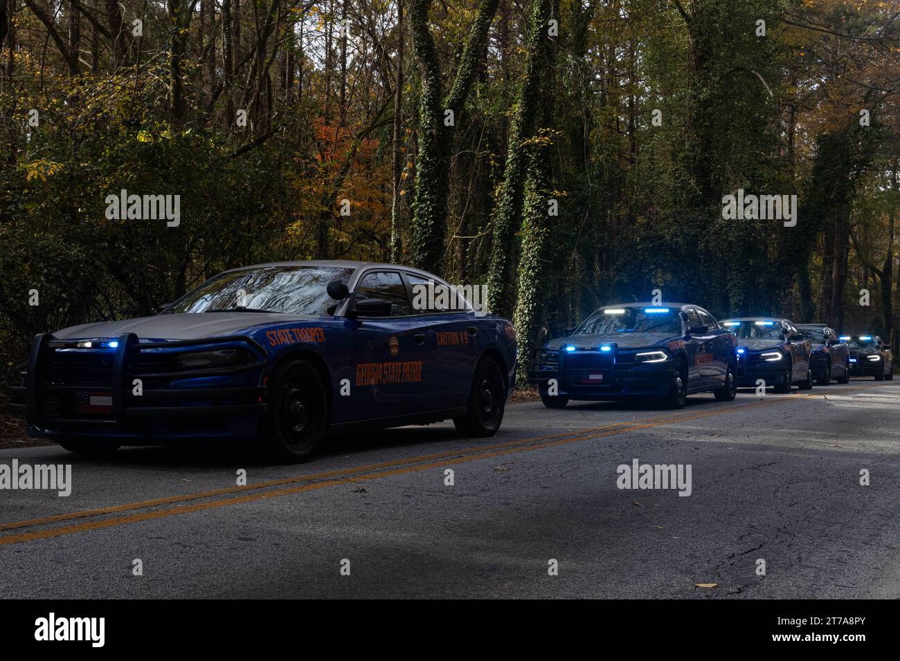 Atlanta, USA. 13th Nov, 2023. Several Georgia State Patrol vehicles ...