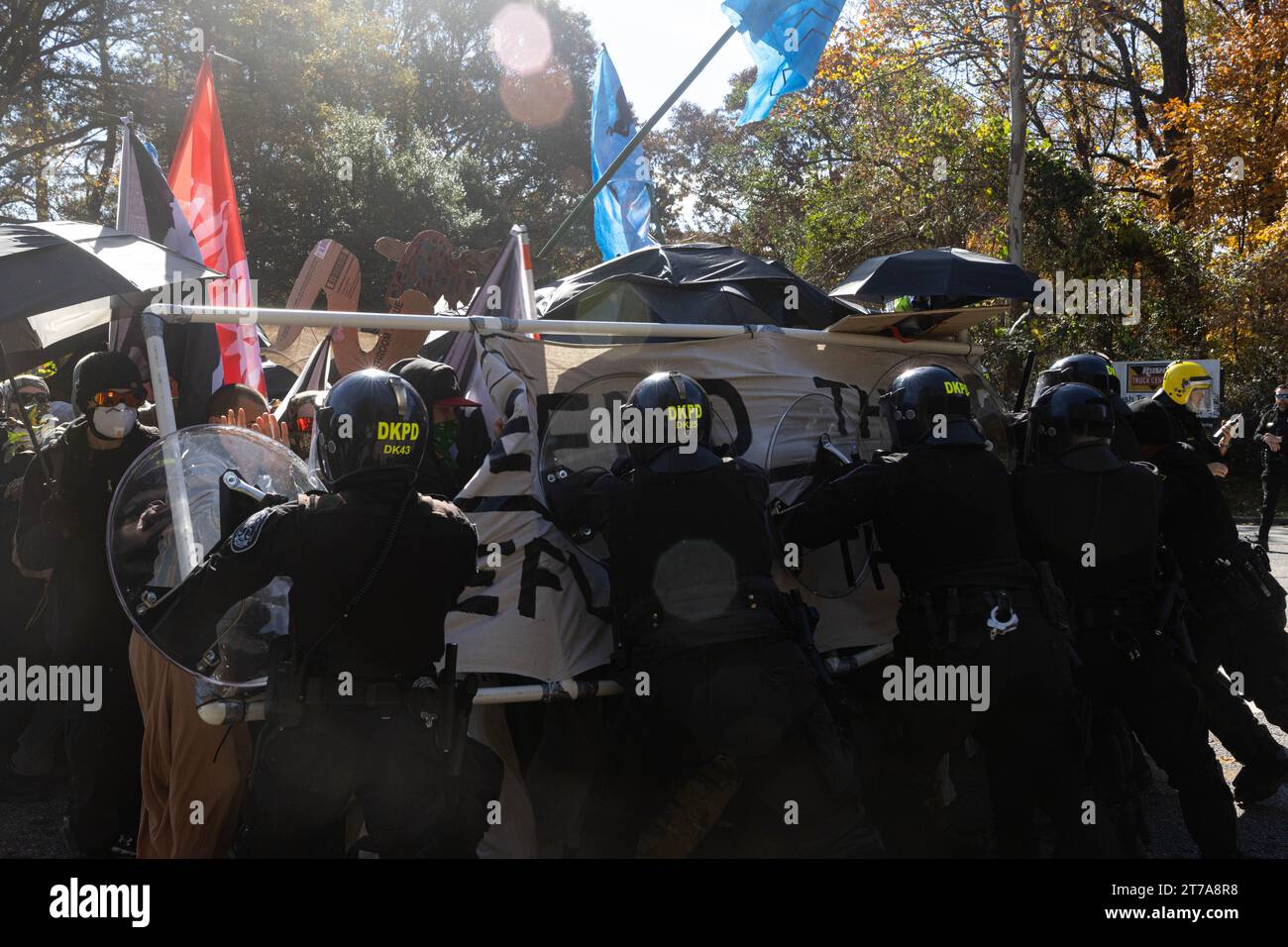 Atlanta, USA. 13th Nov, 2023. ‘Stop Cop City' activists attempted to ...