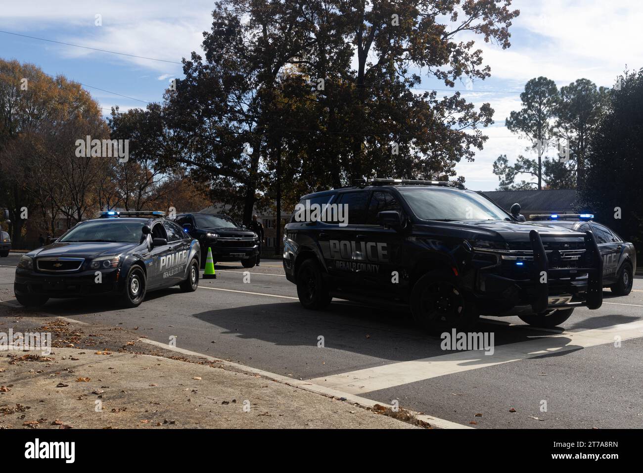 Atlanta, USA. 13th Nov, 2023. Police cars block traffic during the ...