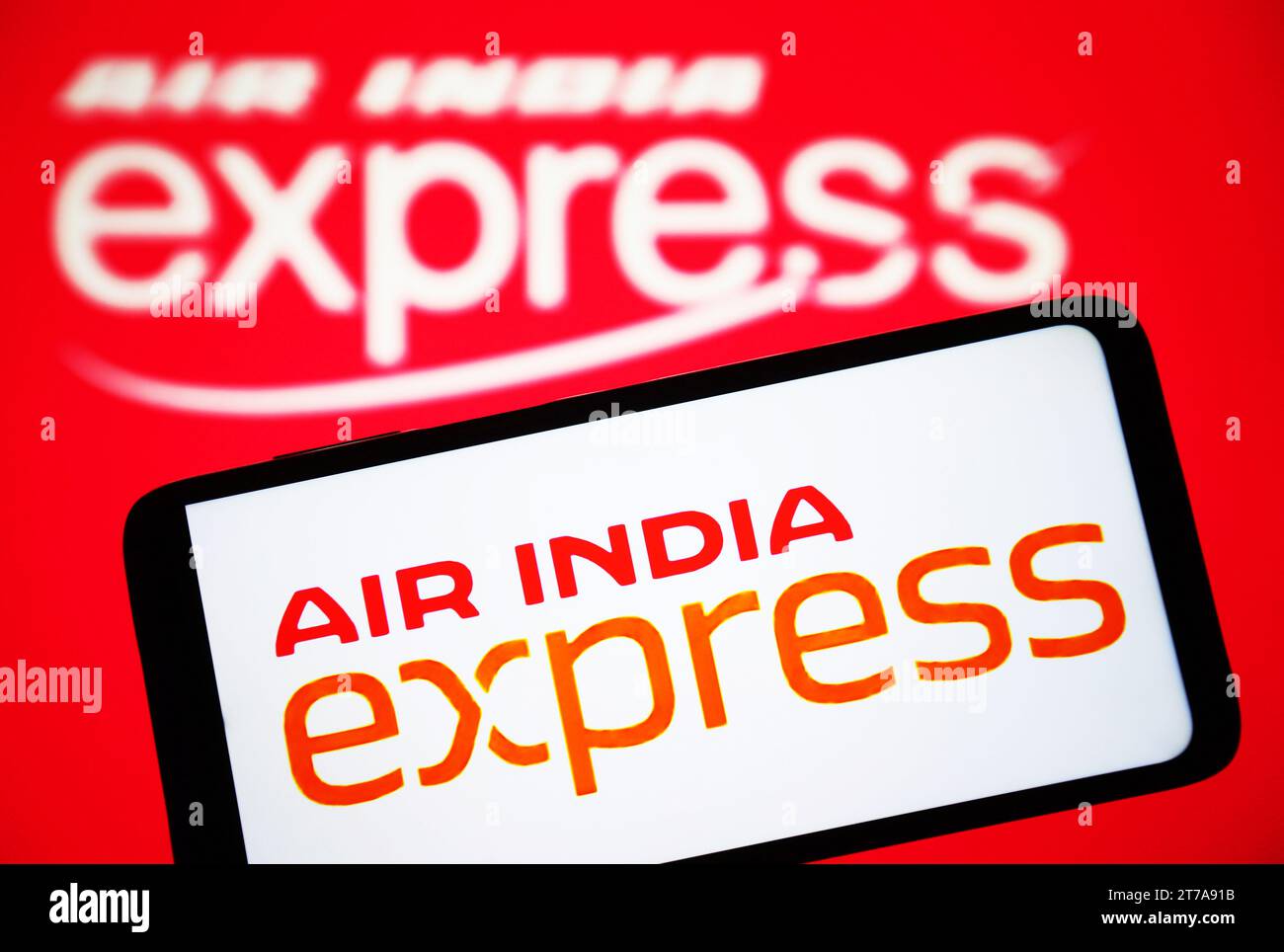 In this photo illustration, Air India Express logo is seen on a ...