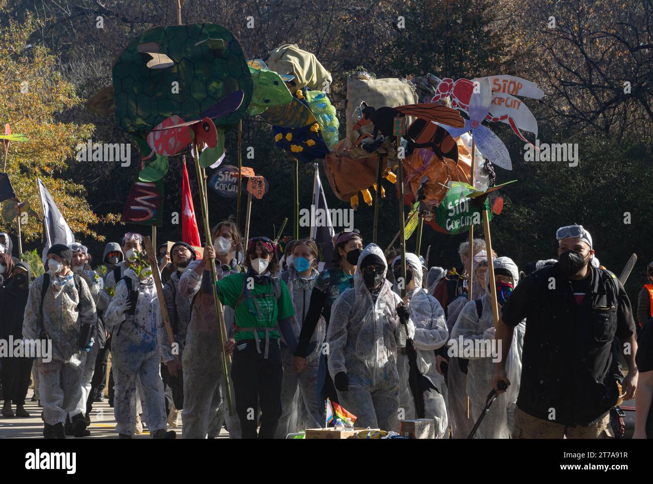 Atlanta, USA. 13th Nov, 2023. ‘Stop Cop City' activists march towards ...