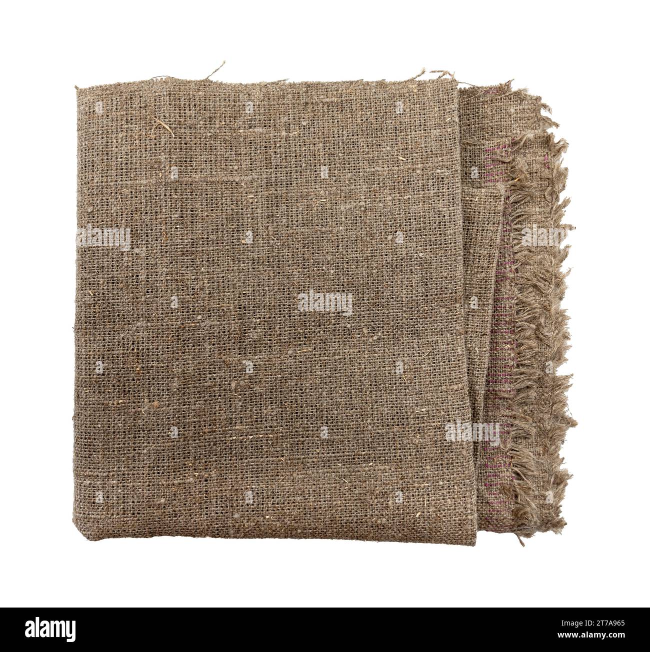 Burlap texture. A piece of torn burlap on a white background. Canvas ...