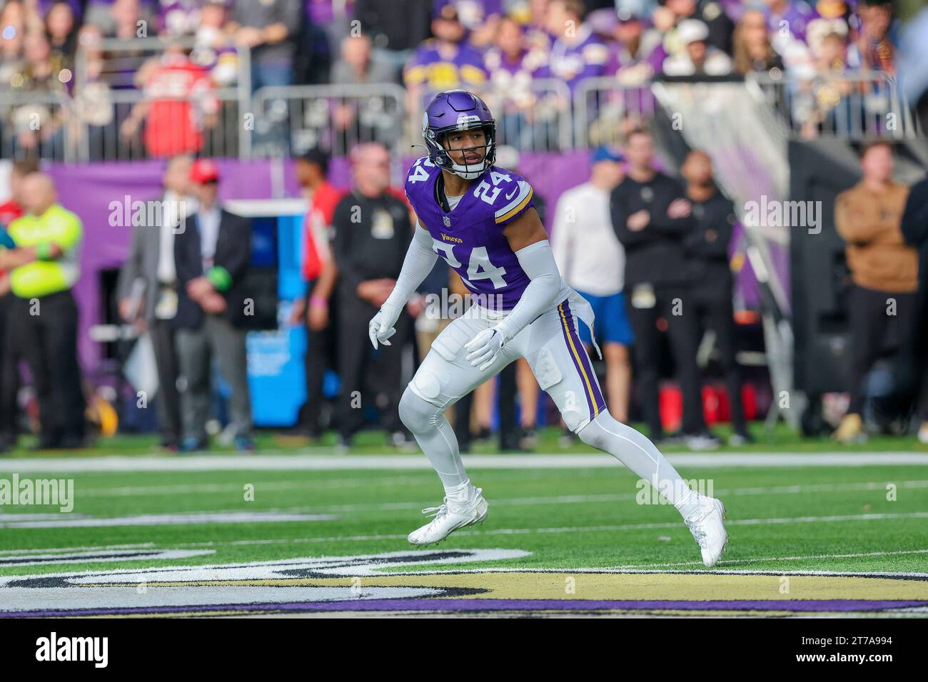 Minnesota Vikings safety Camryn Bynum (24) in action against the New ...