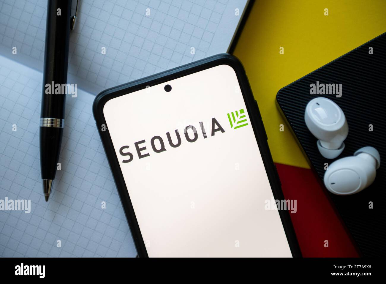 In this photo illustration a Sequoia logo seen displayed on a ...