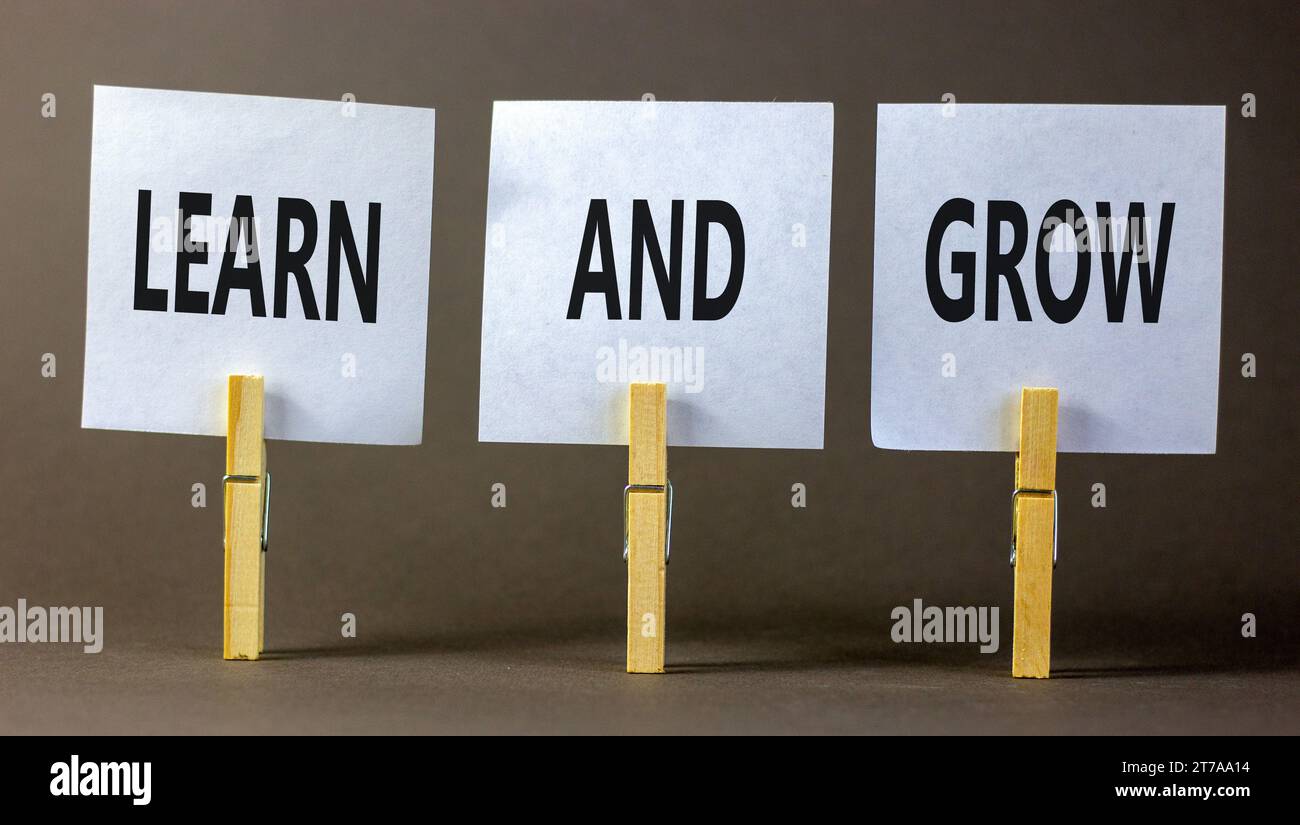 Learn and grow symbol. Concept word Learn And Grow on beautiful white ...
