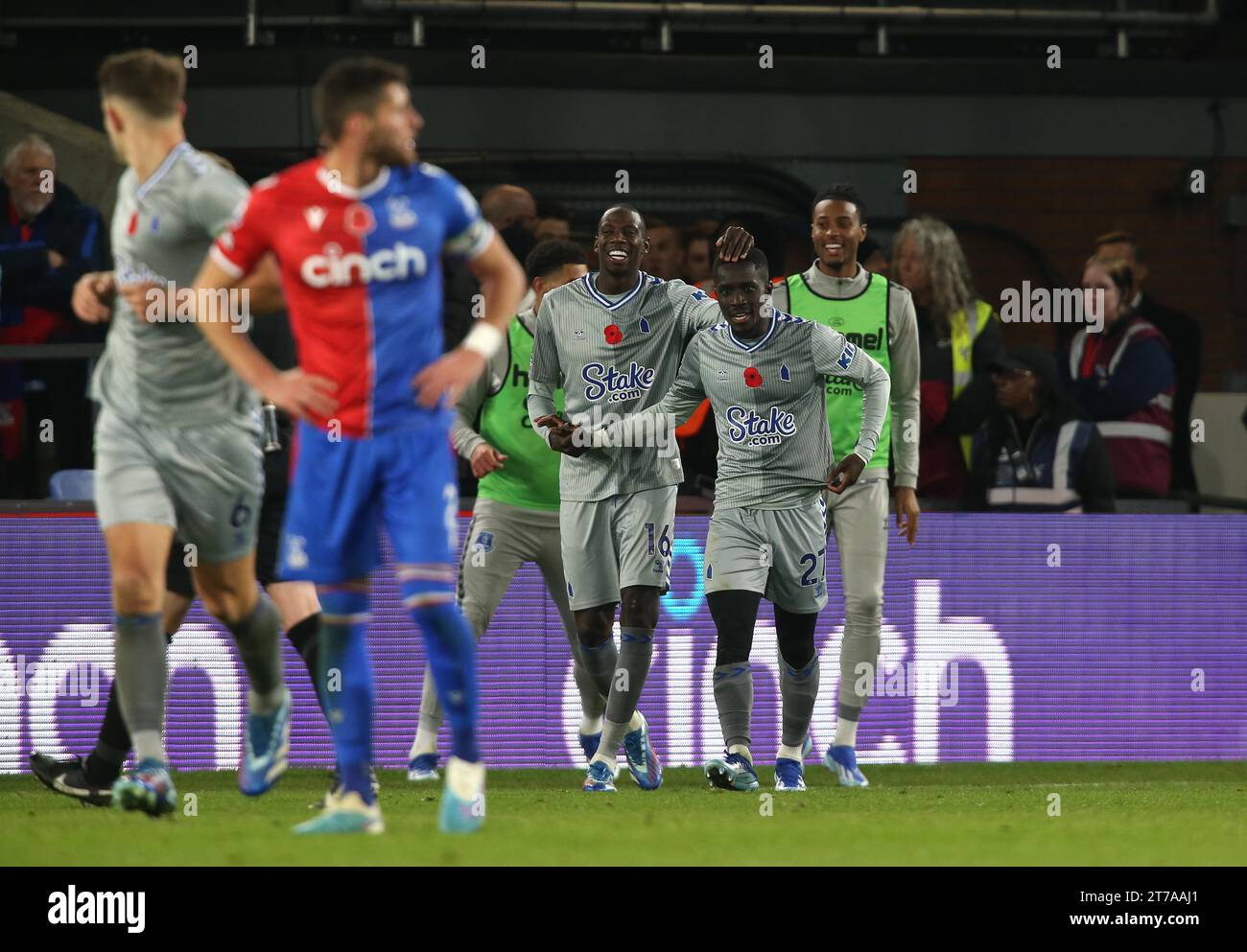 GOAL 3-2, Idrissa Gueye of Everton goal celebration with Abdoulaye ...