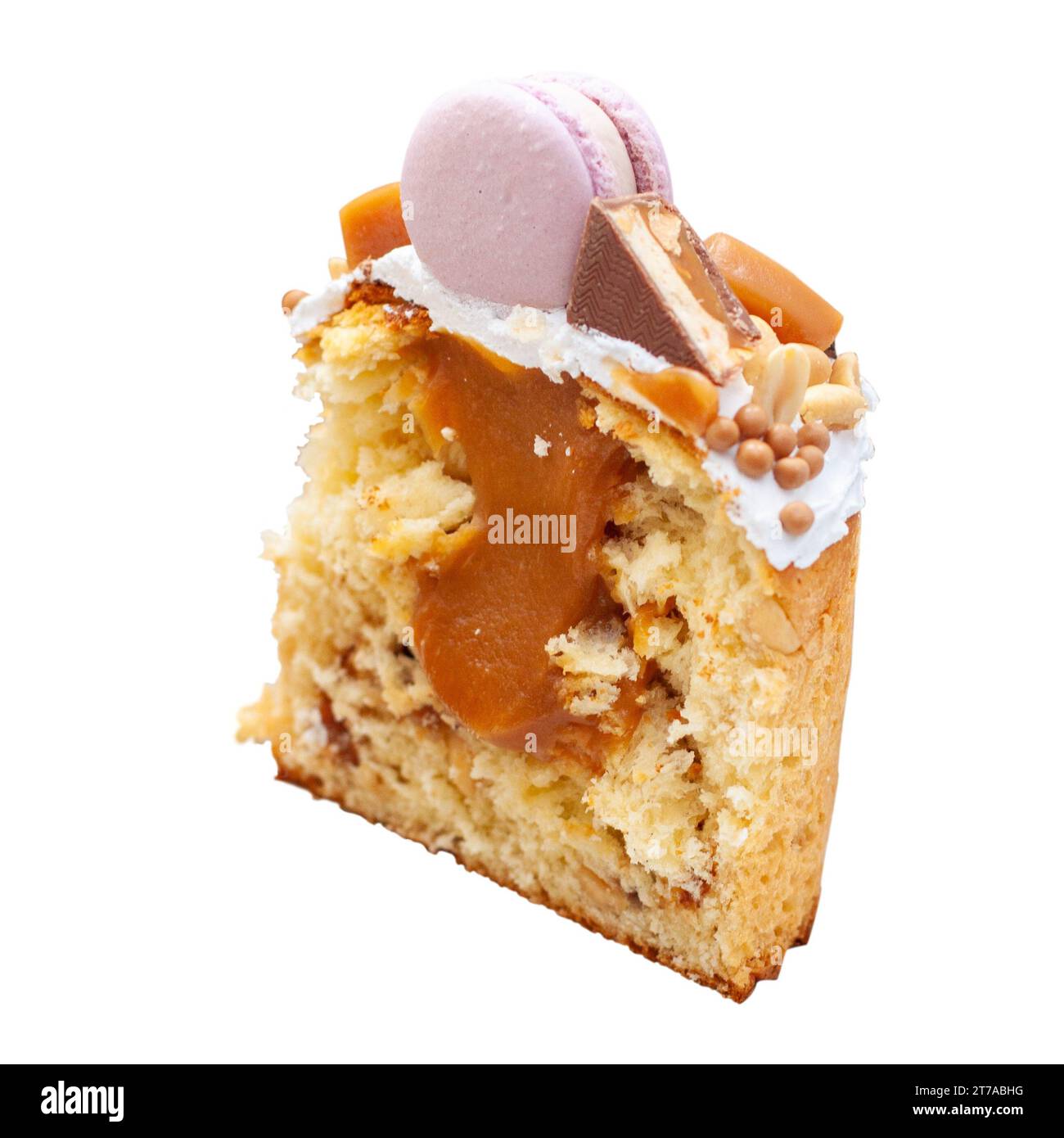 Beautiful traditional orthodox cake called kulich decorated with glaze ...