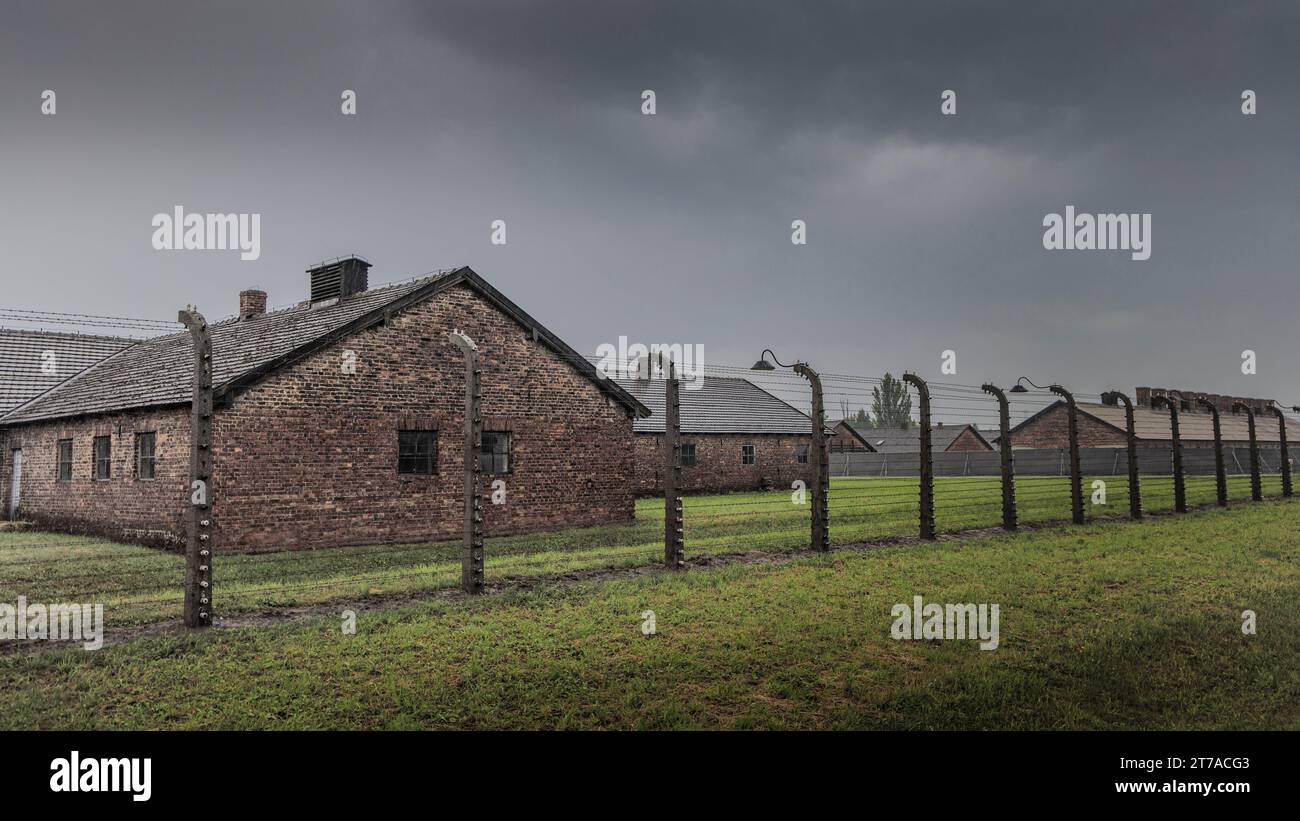 Brzezinka, Poland - July 17, 2023: Old barracks at Memorial and museum ...