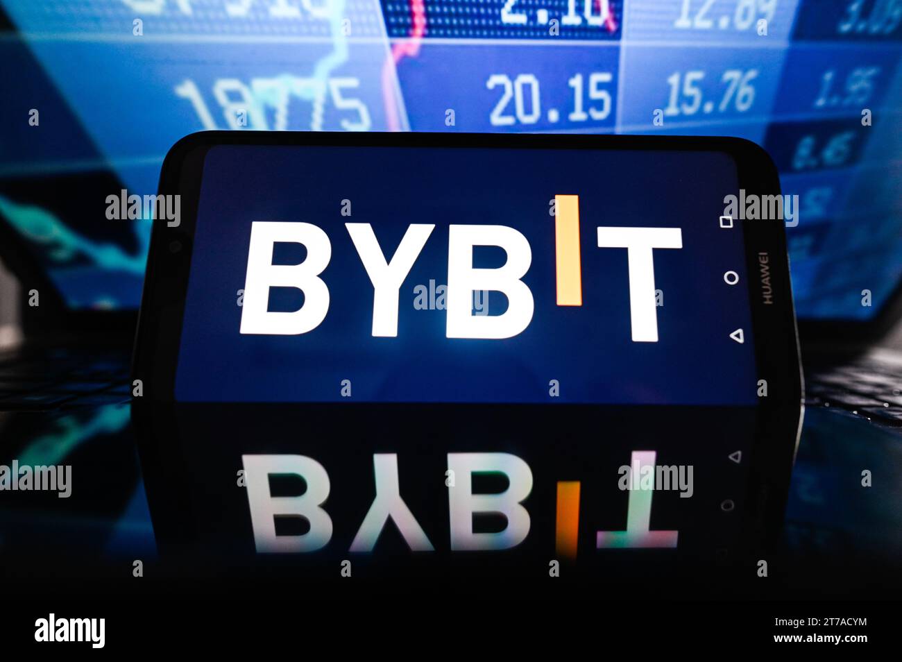 In this photo illustration, a Bybit logo is displayed on a smartphone ...