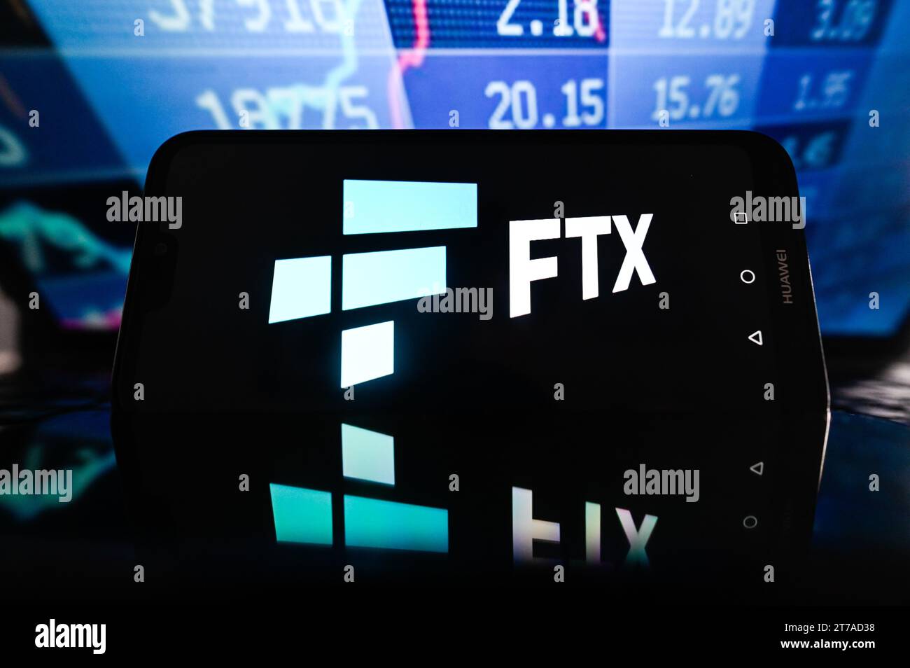 In this photo illustration, a FTX logo is displayed on a smartphone ...