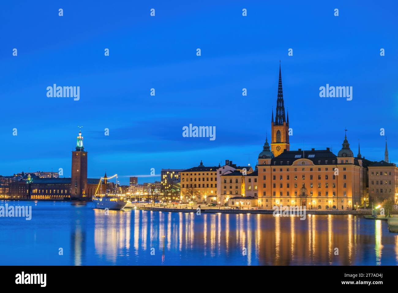 Stockholm Sweden Night City Skyline At Stockholm City Hall And Gamla Stockholm Sweden Night City Skyline At Stockholm City Hall And Gamla