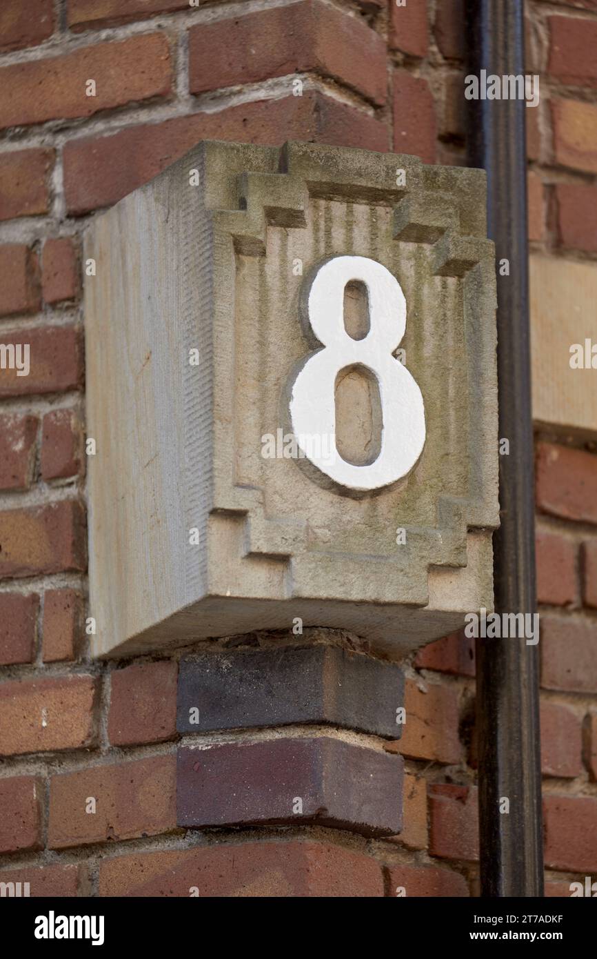 Number 8 architectural Art Deco feature, Amsterdam, Netherlands Stock ...