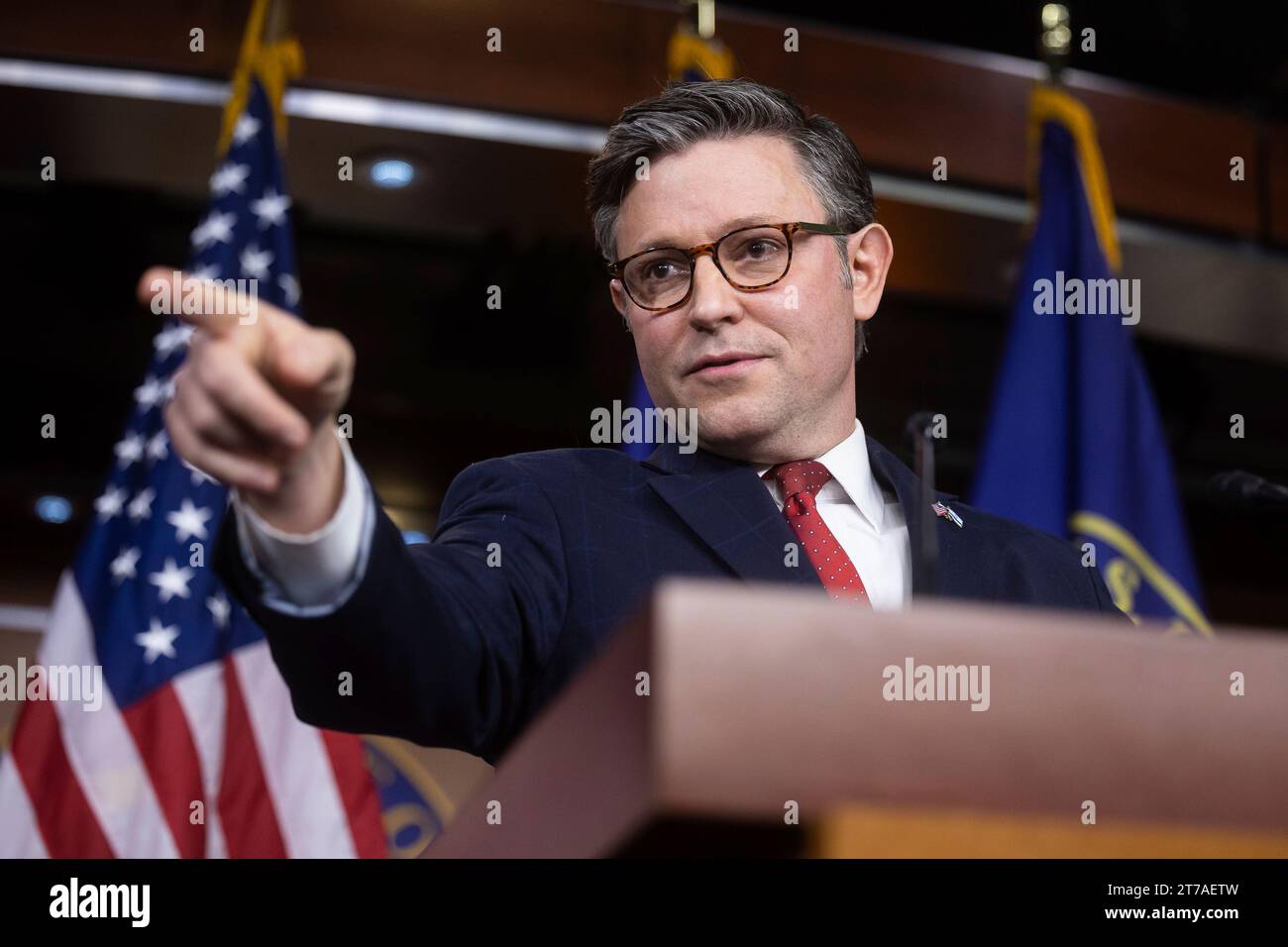 House Speaker Mike Johnson (R-La.) speaks during a press conference at ...