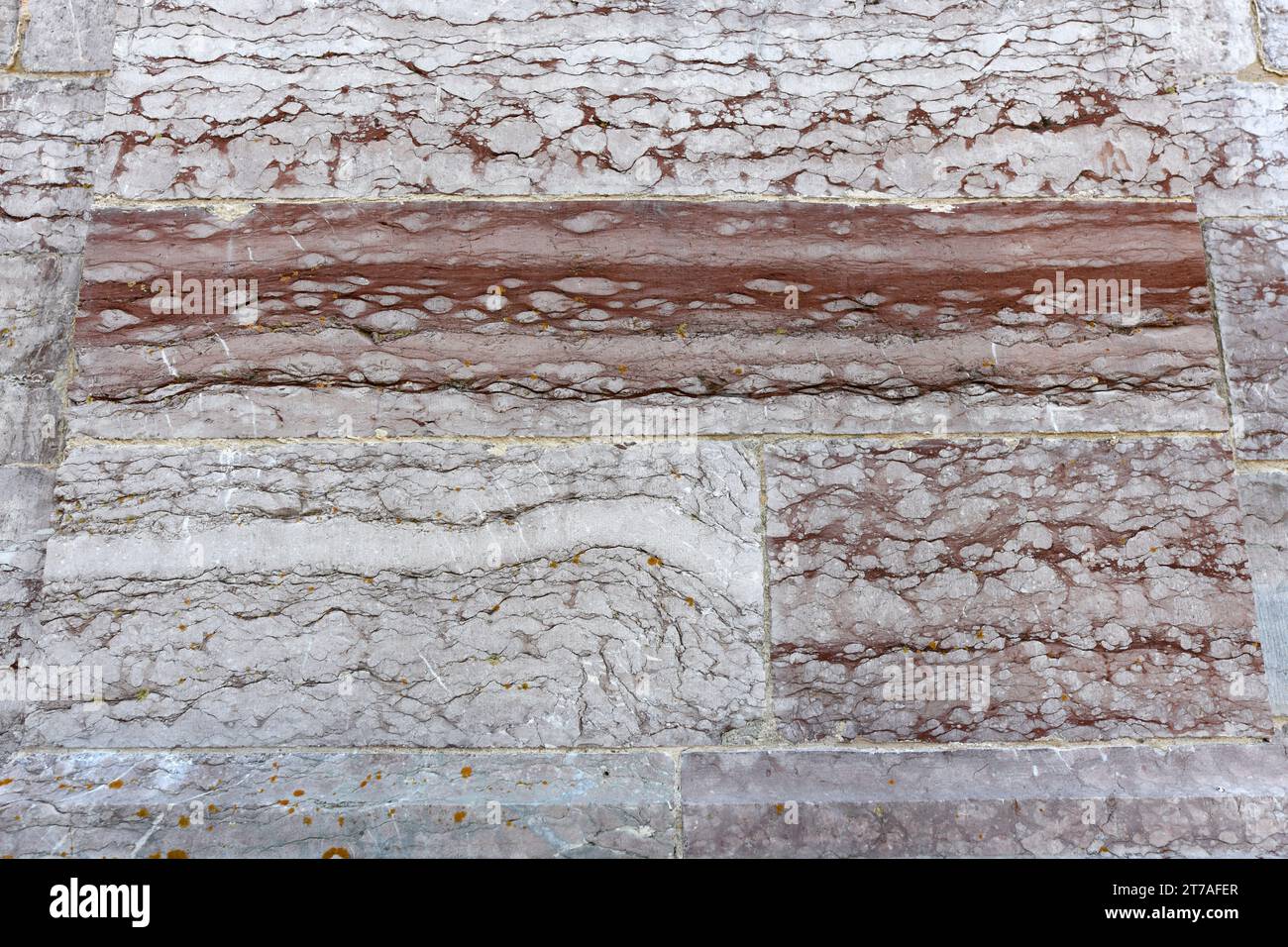 Limestone bloks with boudinage. This photo was taken in Lois church ...