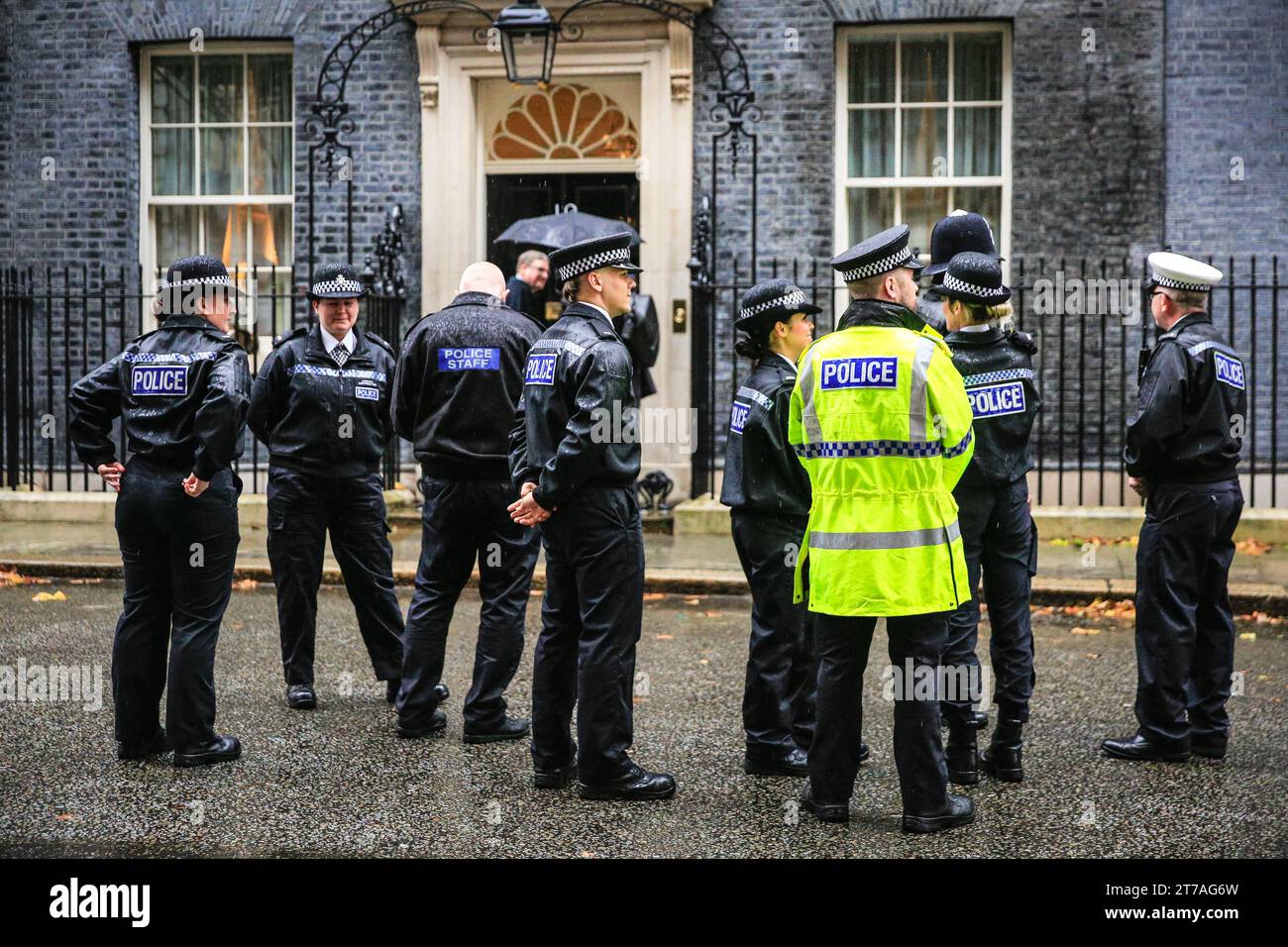 UK 14th Nov 2023. A group of police officers visit Downing Street and ...