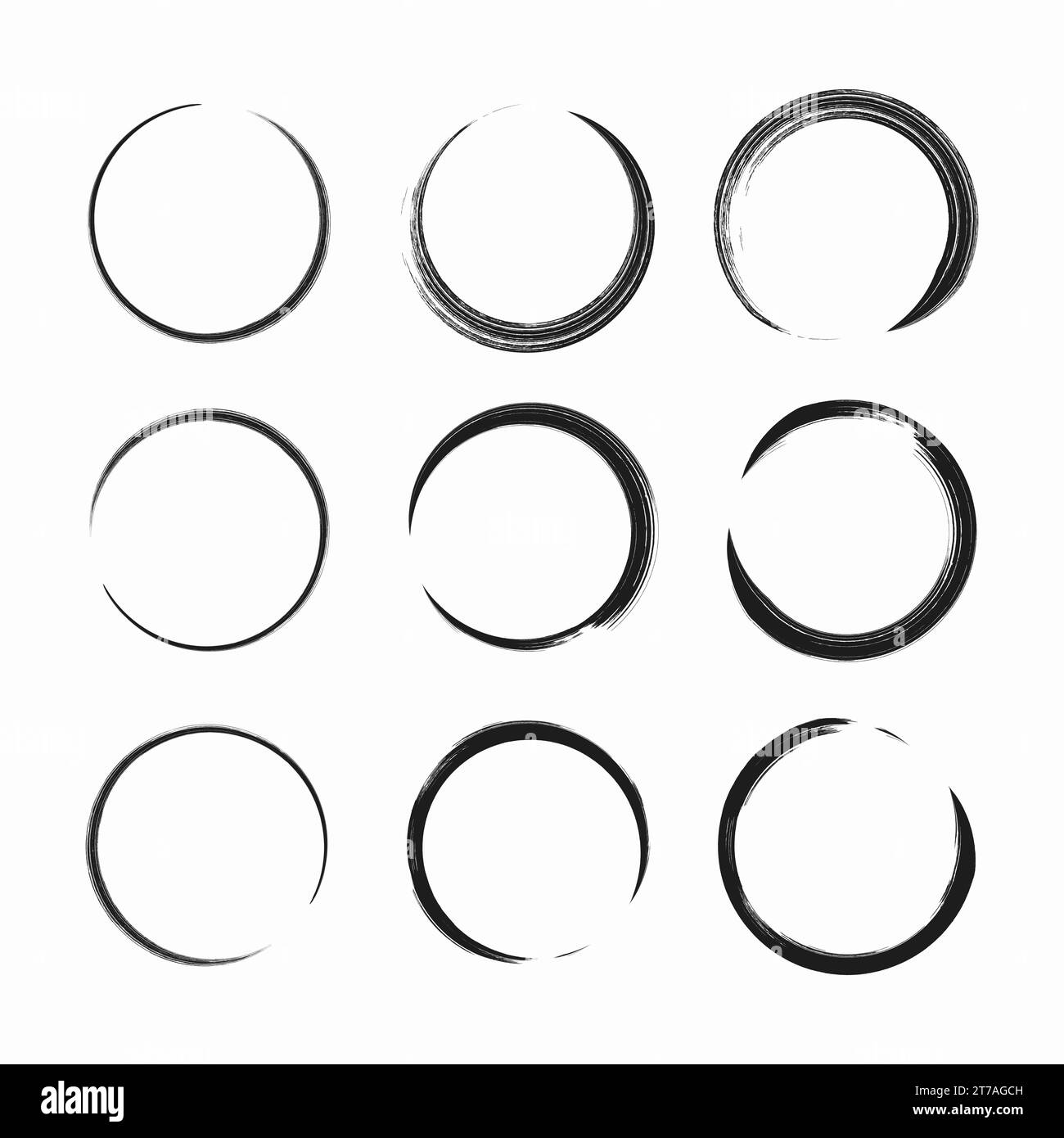 Set of circular frames. Collection hand drawn round shape. Sketch of ...