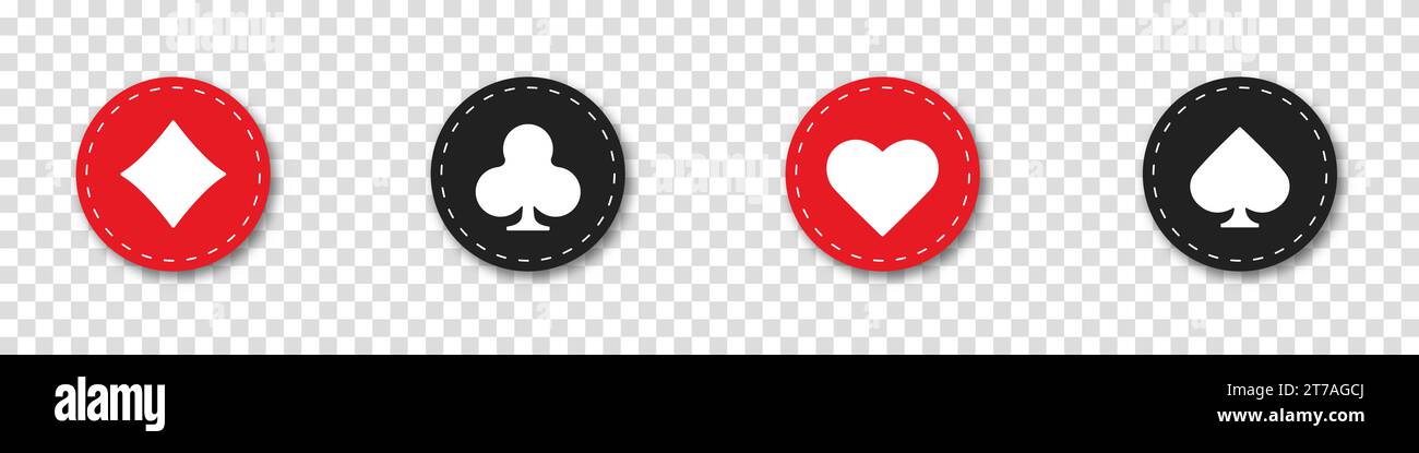 Collection gambling signs symbol of playing card suits and chips for ...