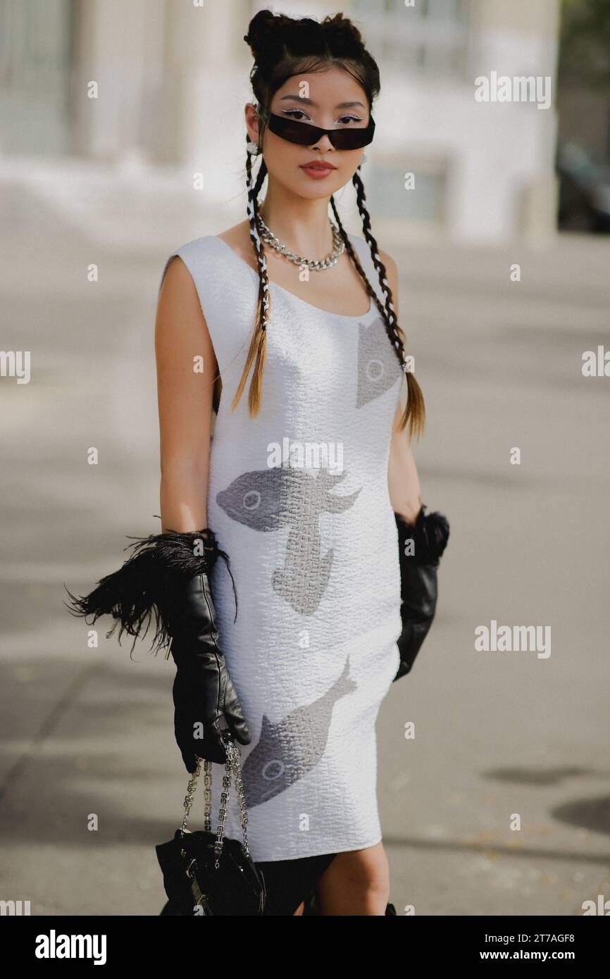 Street style, Caroline Hu arriving at Givenchy Spring Summer 2024 show ...