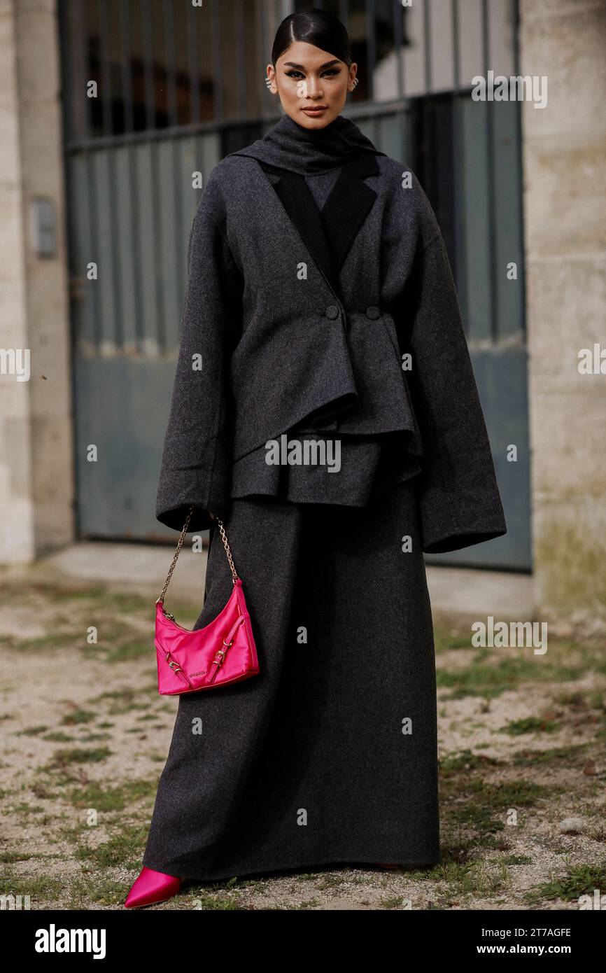 Street style, Pia Wurtzbach Jauncey arriving at Givenchy Spring Summer ...