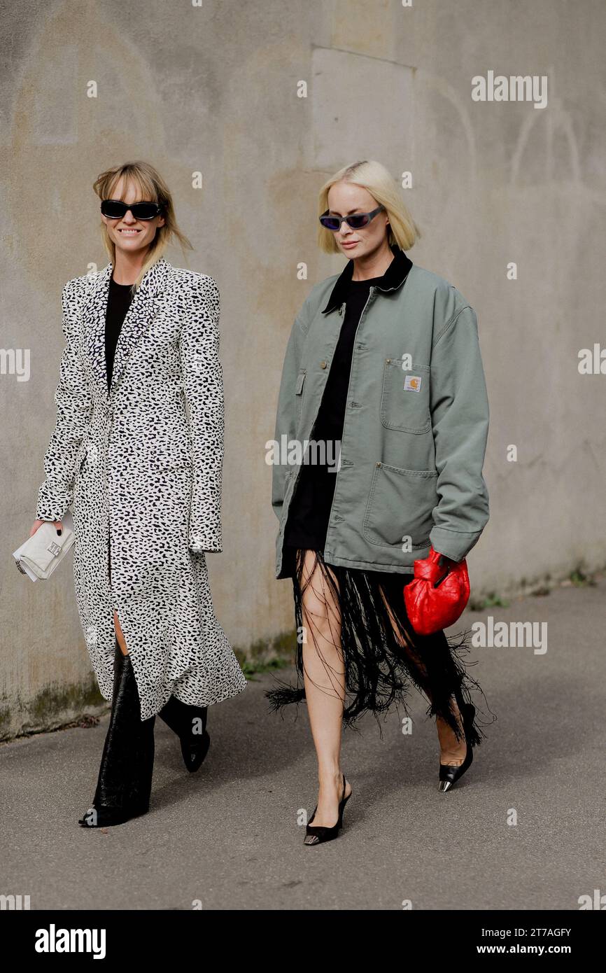Street style, Jeanette Friis Madsen and Thora Valdimars arriving at ...