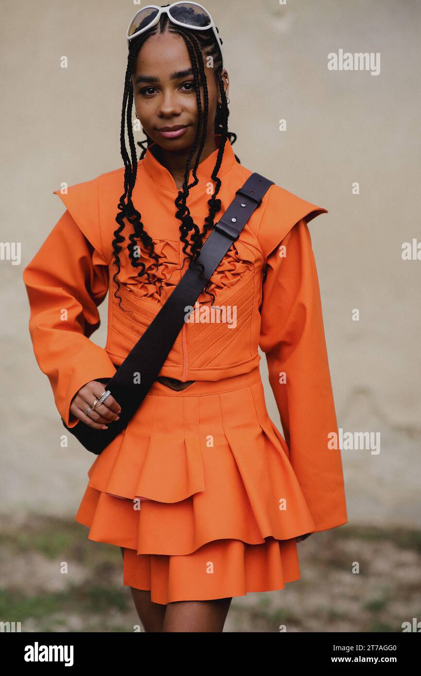 Street style, Sarah Monteil arriving at Givenchy Spring Summer 2024 ...