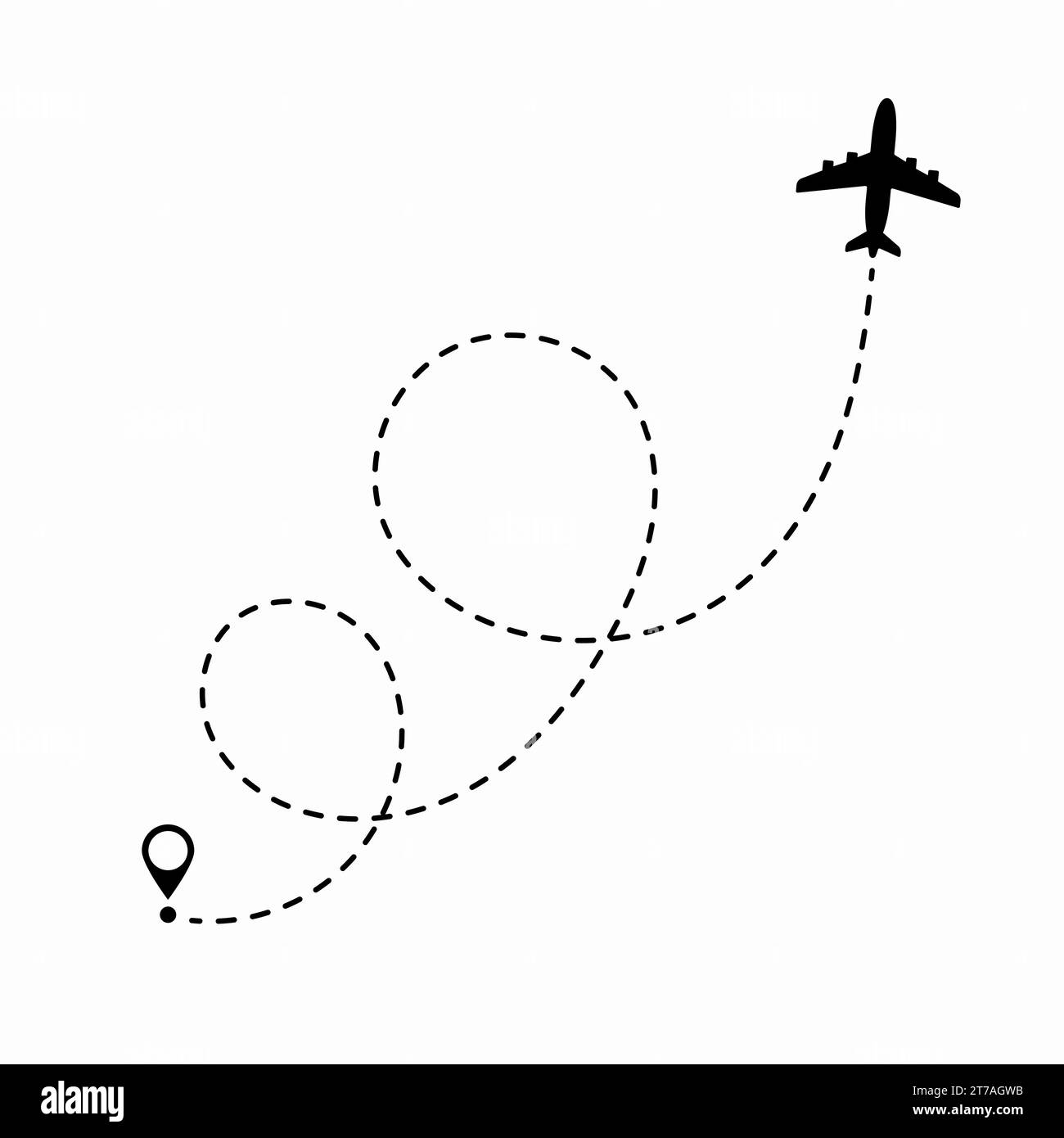 Travel concept. Dotted path airplane. Aircraft tracking. Airplane route ...