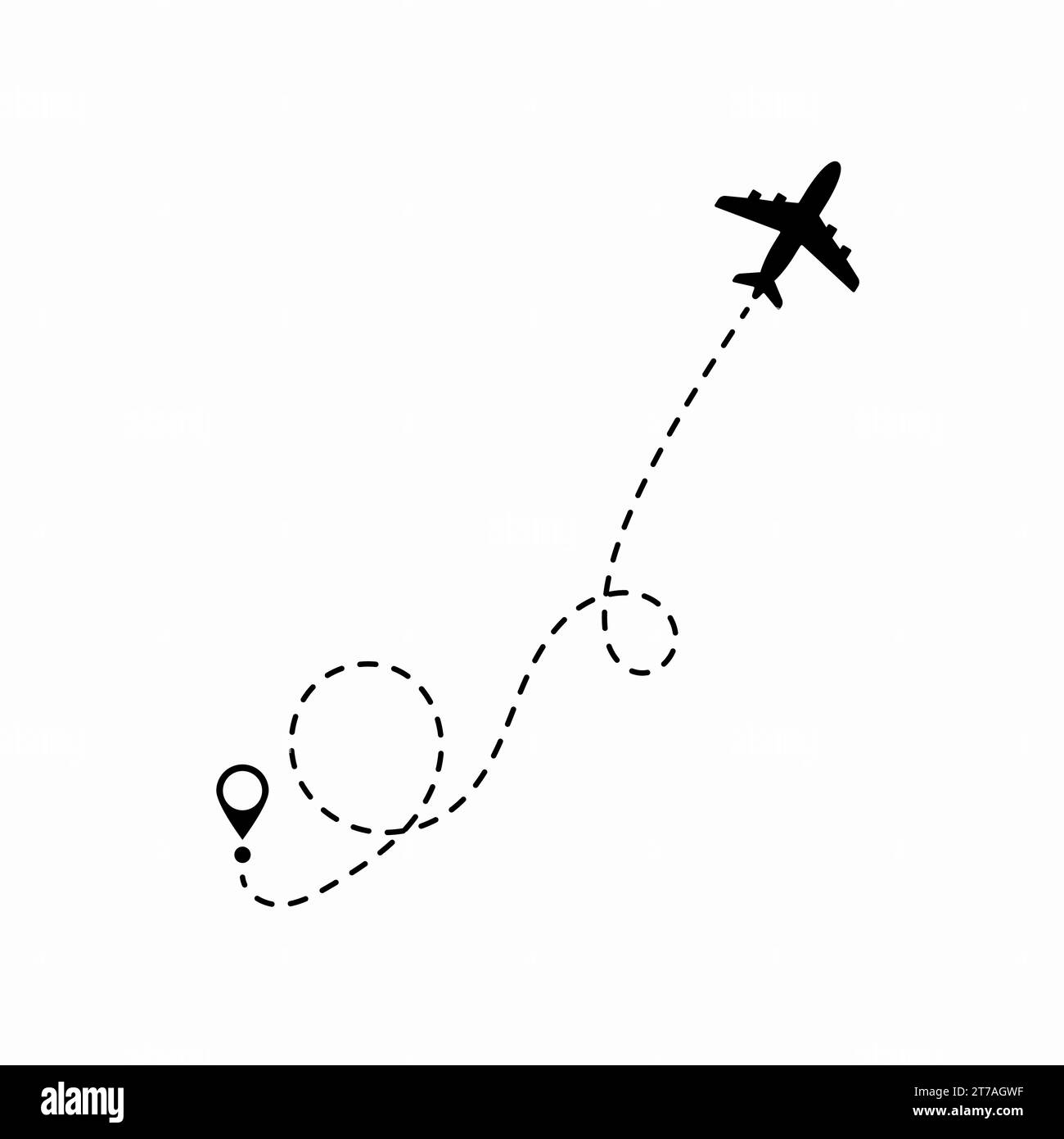 Travel concept. Dotted path airplane. Aircraft tracking. Airplane route ...