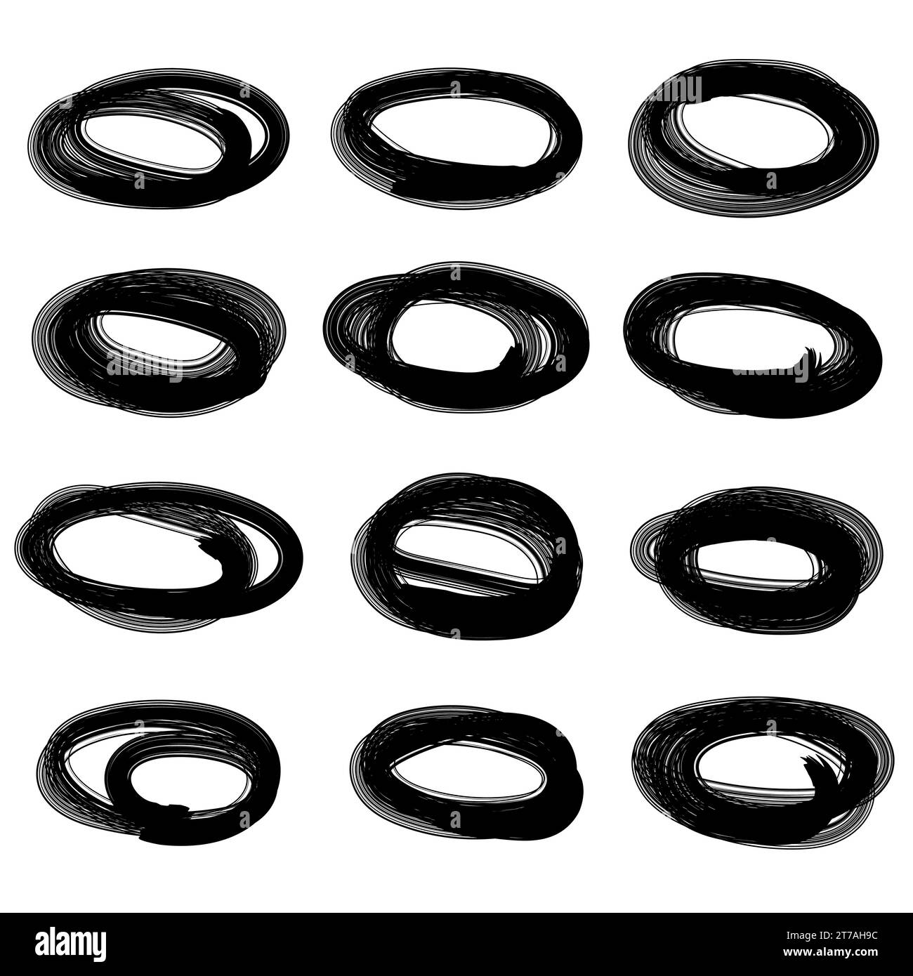 Vector abstract hand drawn marker ellipses. Hand drawn abstract grunge ...