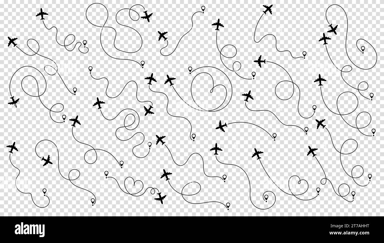 Travel concept from start point and dotted line tracing. Airplane or ...