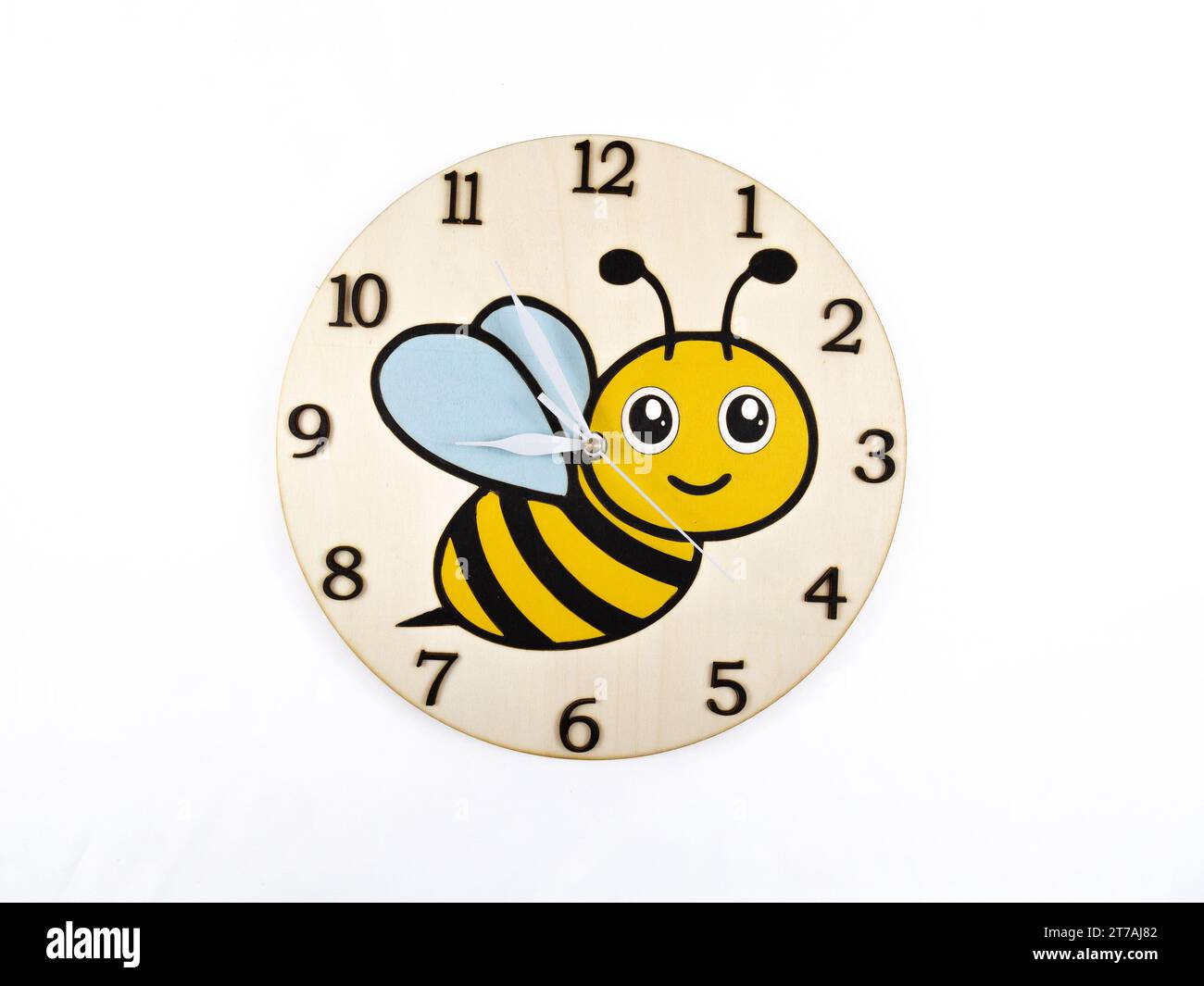 Cute bee clock on a white background made from laser cutted wood Stock ...