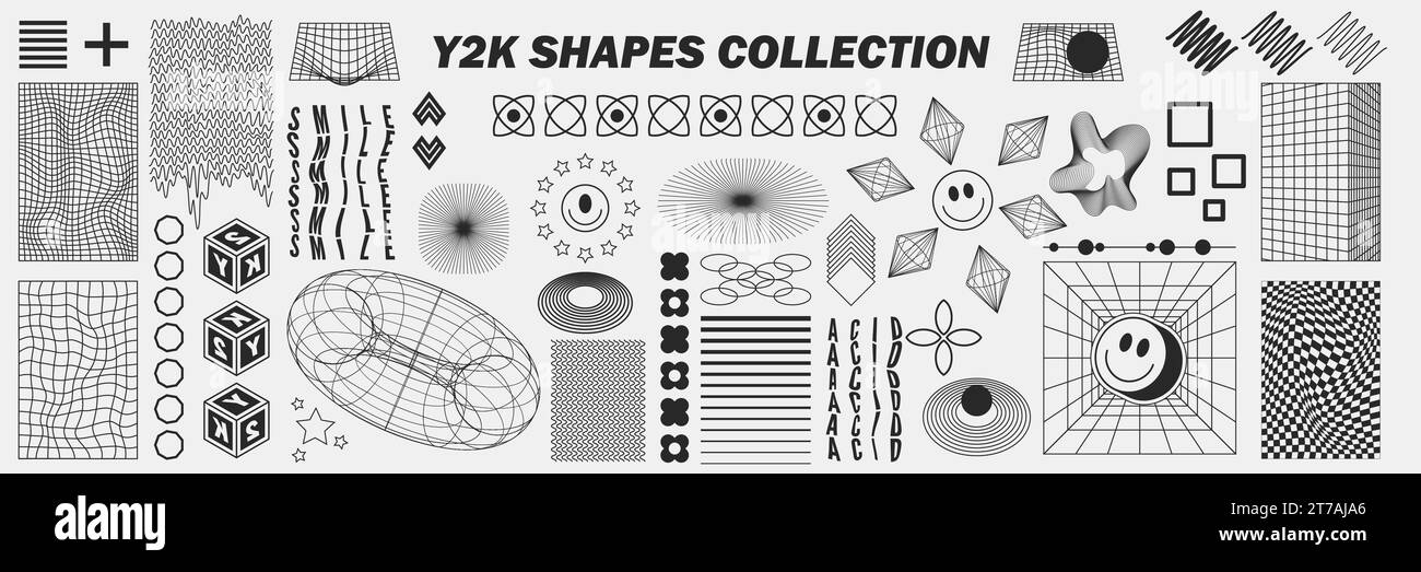 Abstract geometry wireframe shapes and patterns, cyberpunk elements ...