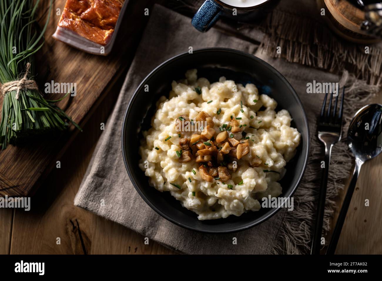 Halusky as traditional Slovak potato gnocchi with sheep cheese bryndza ...