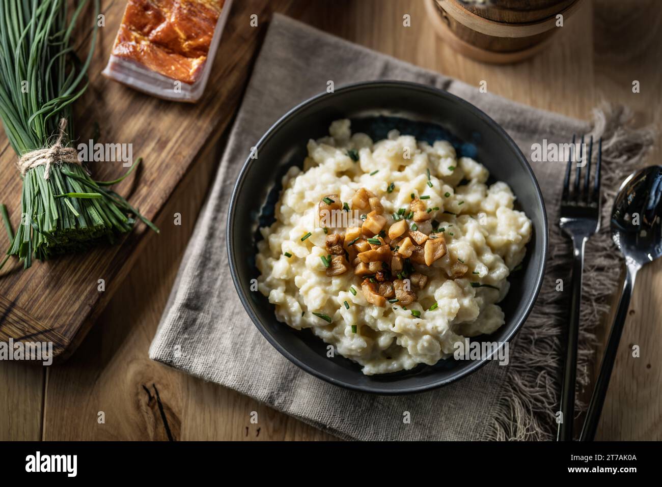 Halusky as traditional Slovak potato gnocchi with sheep cheese bryndza ...