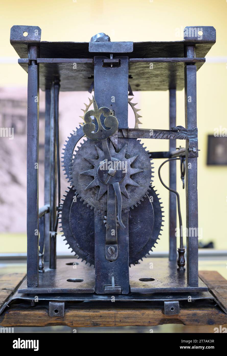 Antique metal mechanism with arrows and gears Stock Photo - Alamy