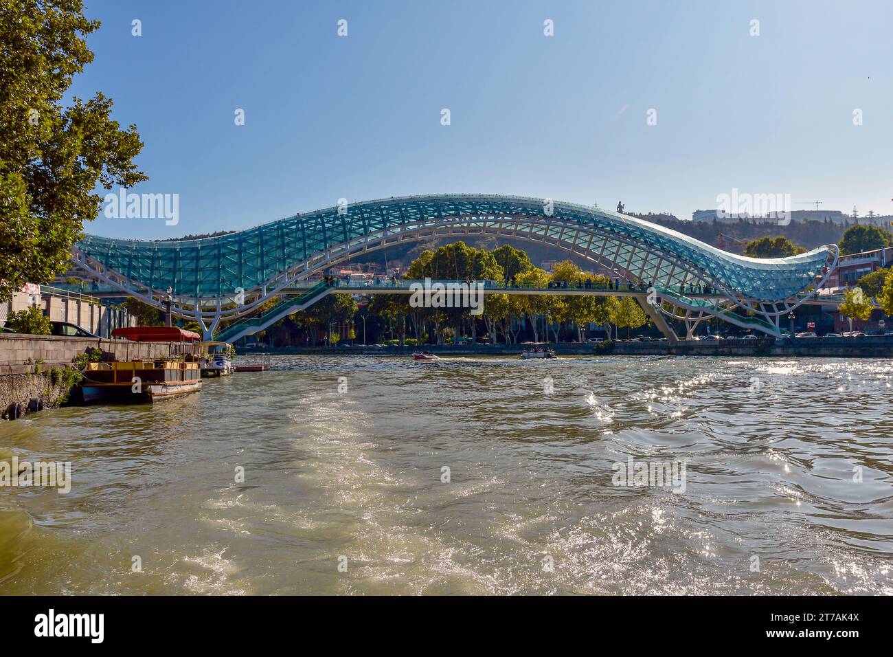 Tbilisi, Georgia - October 8, 2023: Pedestrian bow-shaped Bridge of ...
