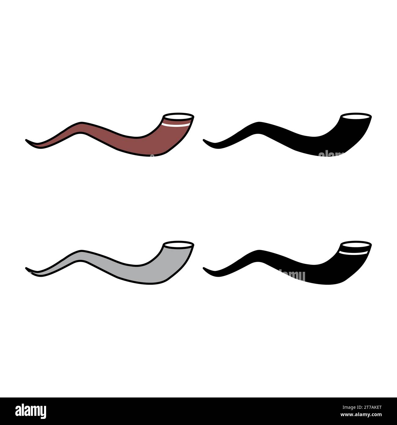 Set of Shofar horn icon, graphic religion design symbol, ritual web ...