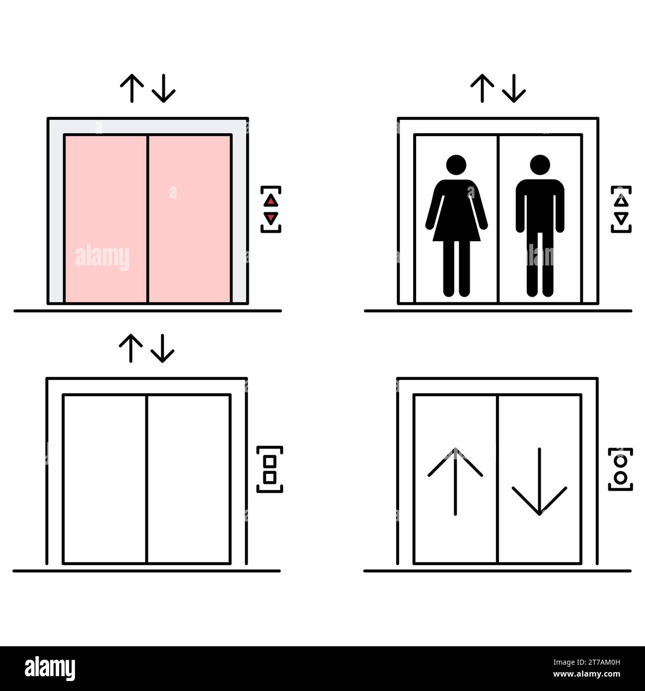 Set of Lift elevator icon, graphic design sign, building doorway symbol ...