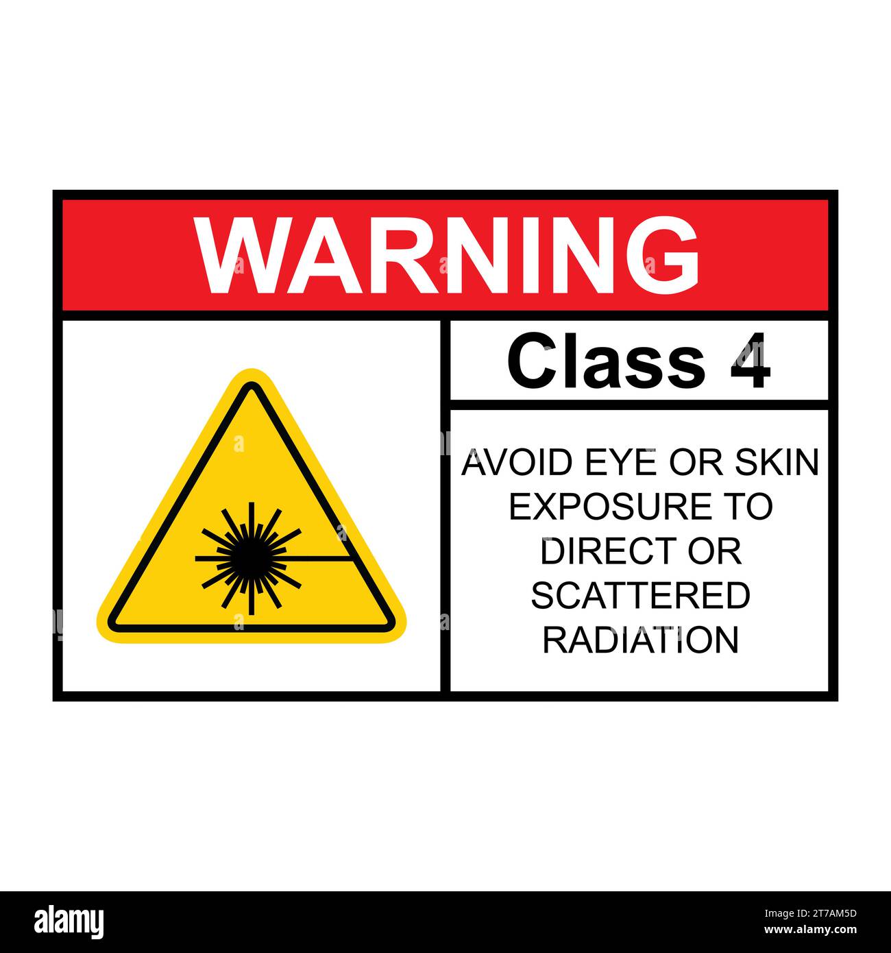 Laser radiation danger class 4 label icon, safety information symbol ...
