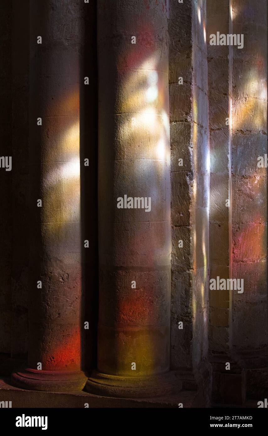 Sunlight Coloured By A Stain Glass Window Falling On The Stone Tuscan ...