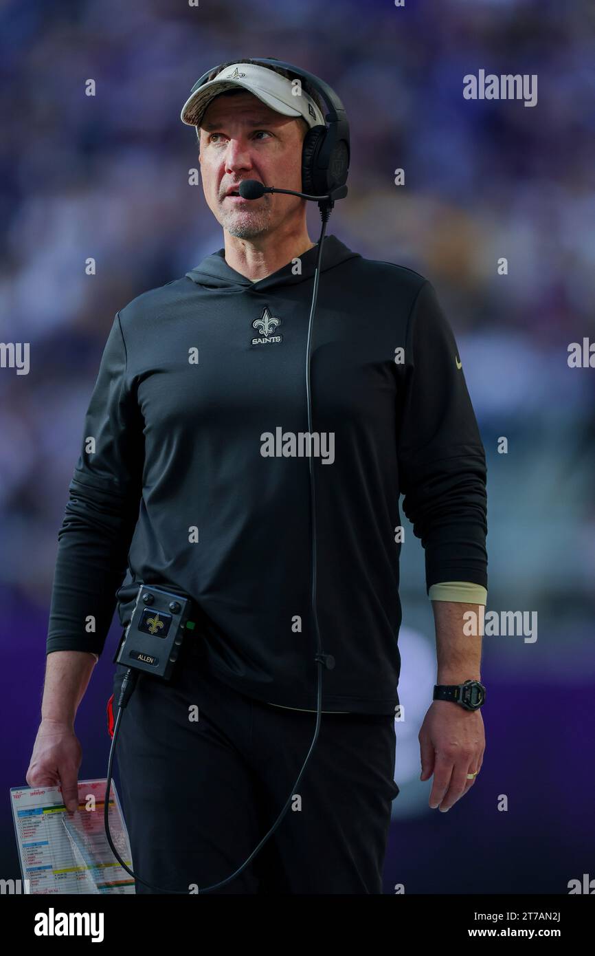 New Orleans Saints head coach Dennis Allen seen during the second half ...