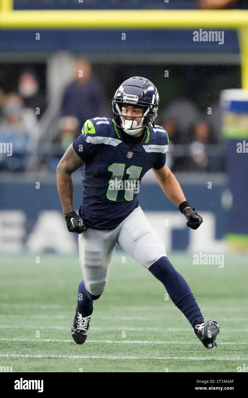 Seattle Seahawks wide receiver Jaxon Smith-Njigba (11) runs during an ...
