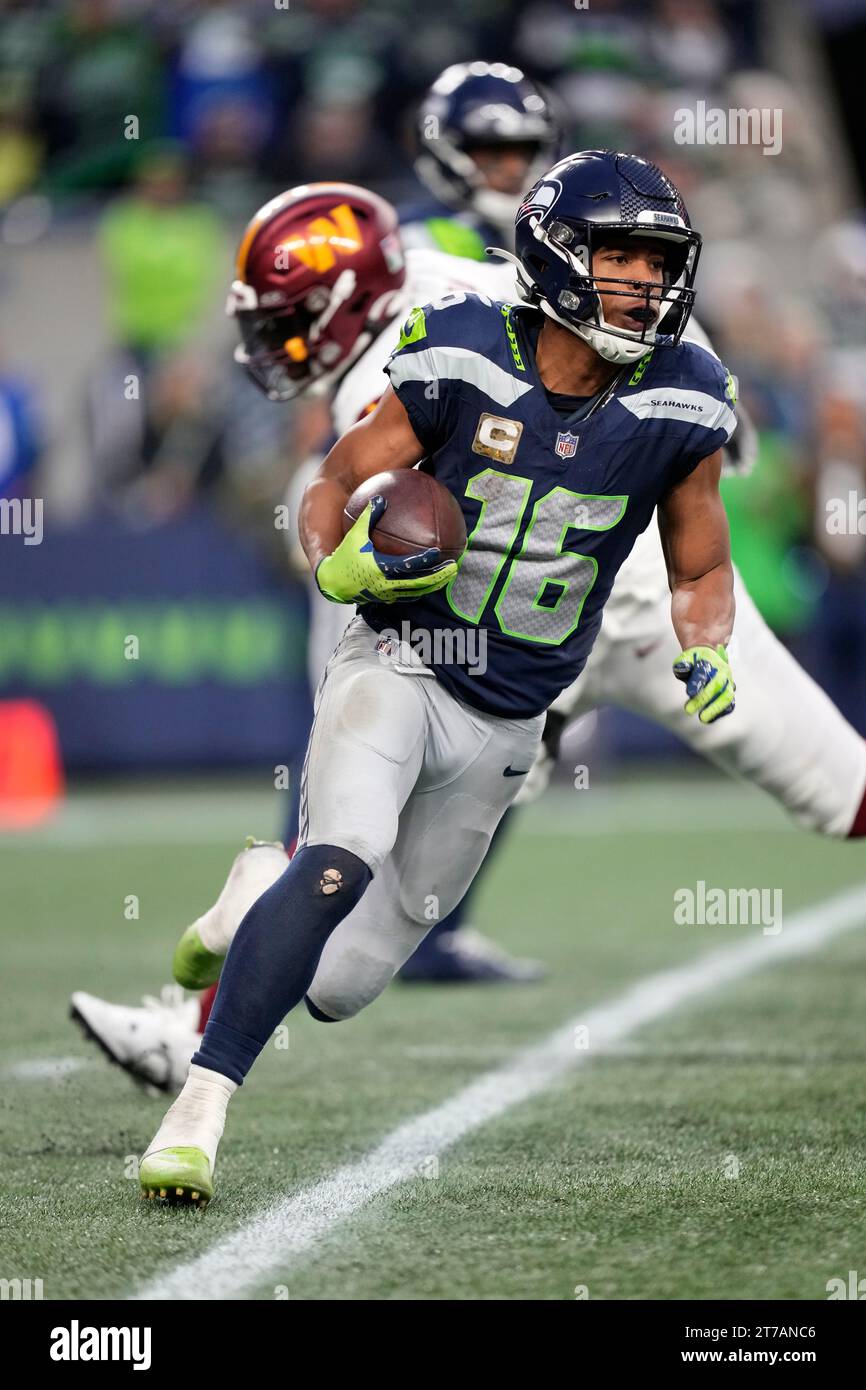 Seattle Seahawks wide receiver Tyler Lockett (16) runs with the ball ...