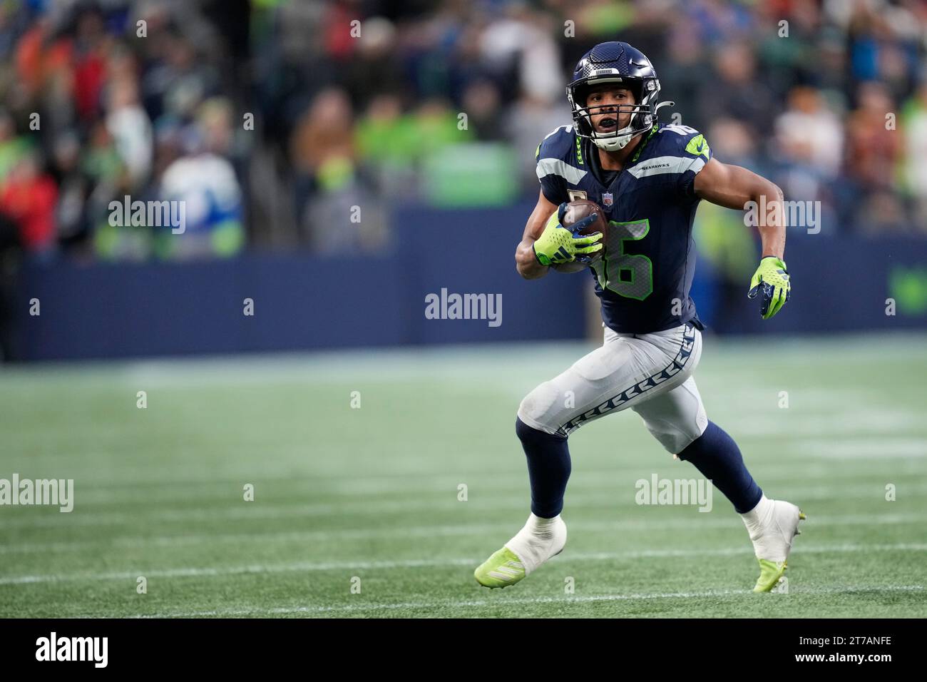 Seattle Seahawks wide receiver Tyler Lockett (16) runs with the ball ...