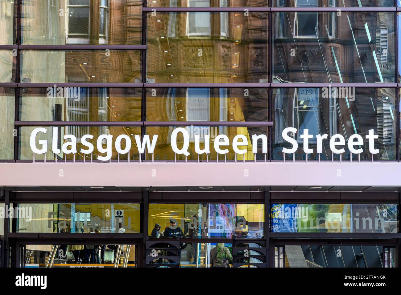 Glasgow Queen Street railway station sign, Scotland, UK, Europe Stock ...