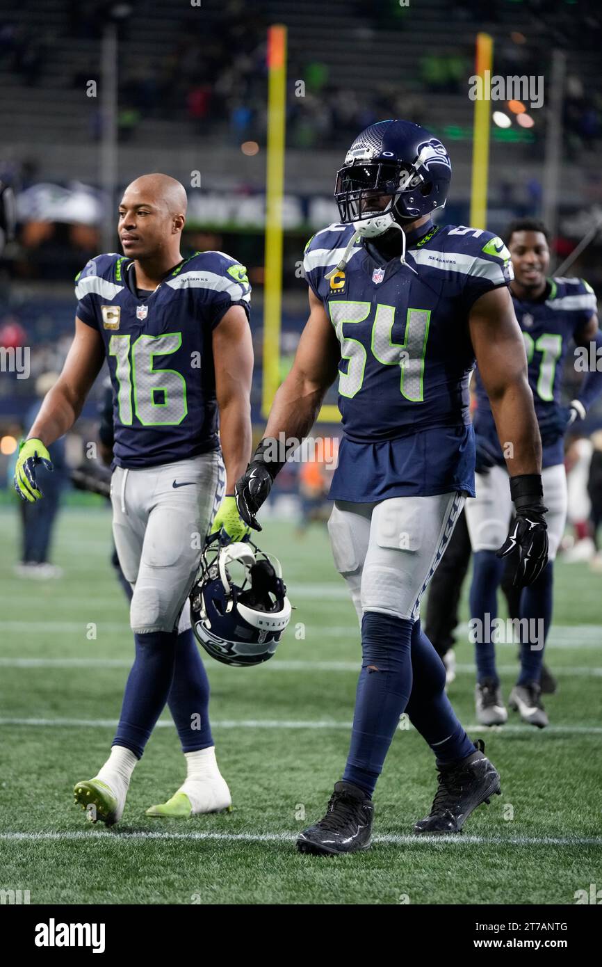 Seattle Seahawks wide receiver Tyler Lockett (16) and linebacker Bobby ...
