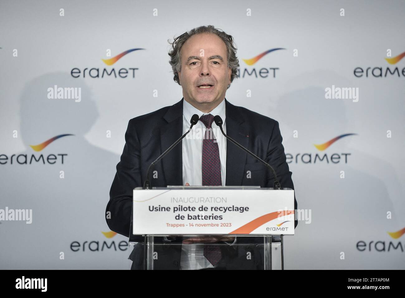 Trappes, France. 14th Nov, 2023. Chairman of Plateforme Automobile Luc ...